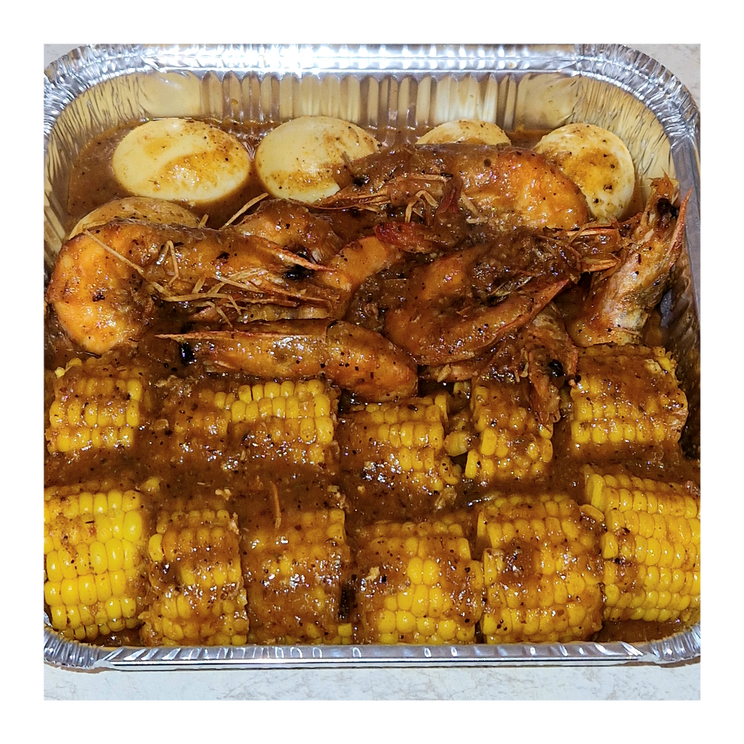 Egg, Prawn & corn combo box seafood boil platter – Prestige Kitchen Hulme