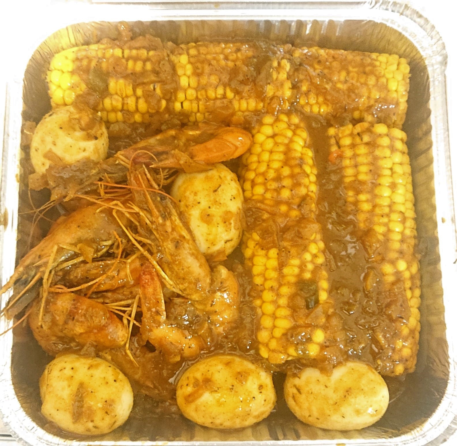 Egg, Prawn & corn combo box seafood boil platter – Prestige Kitchen Hulme